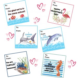 Ocean Valentine's Day Cards, Valentines for School, Printable Valentine ...