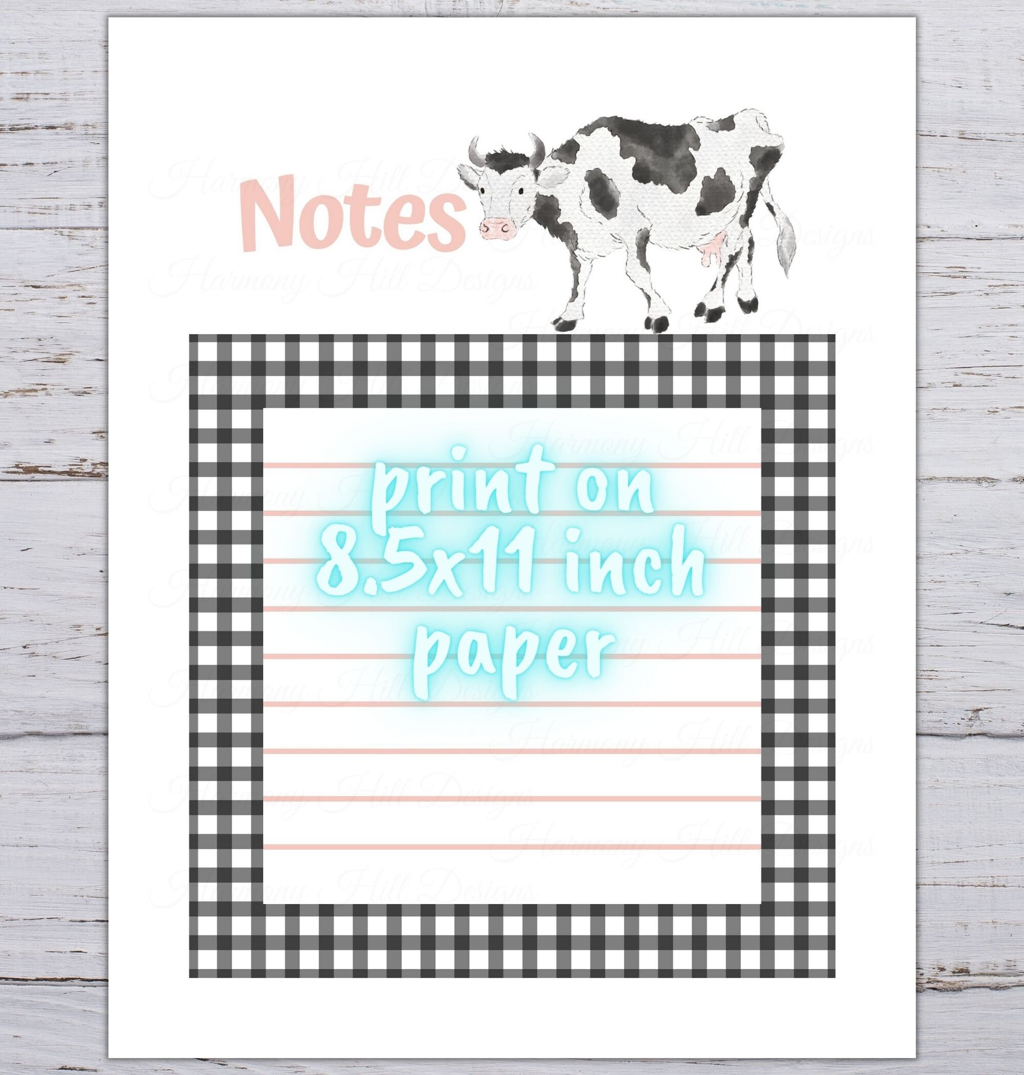 Printable Planner Pages, Farm Animal Notes, Cow Stationery, Donkey ...