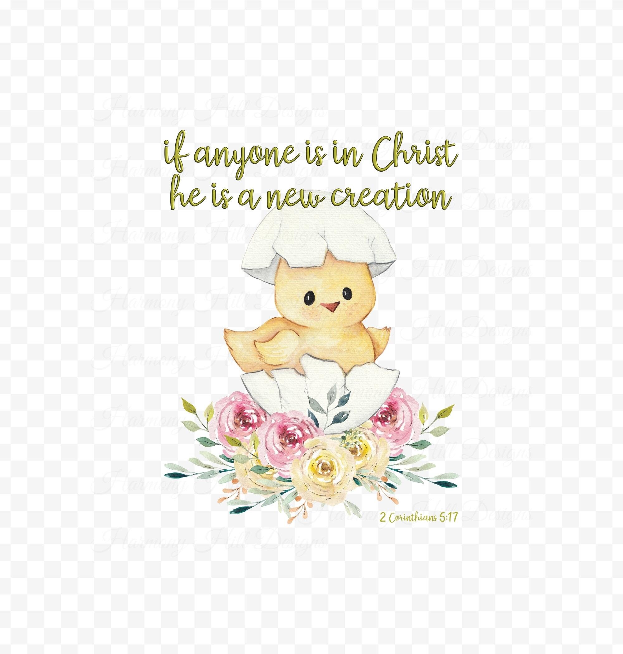 2 Corinthians 5:17, Easter Decor, Christian Spring Wall Art, Chick ...