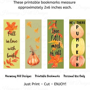 Fall Bookmarks, Ready to Print Bookmarks, Printable Bookmark, Fall ...