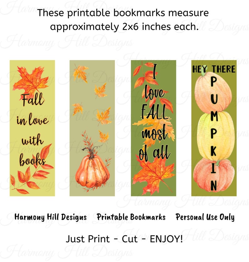 Fall Bookmarks Ready to Print Bookmarks Printable Bookmark - Etsy