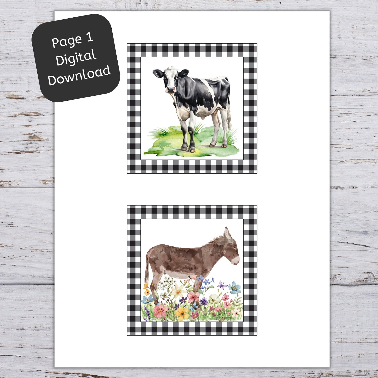 Farm Animal Collage Sheets, Printable Farm Clipart, Cow Design, Pig ...