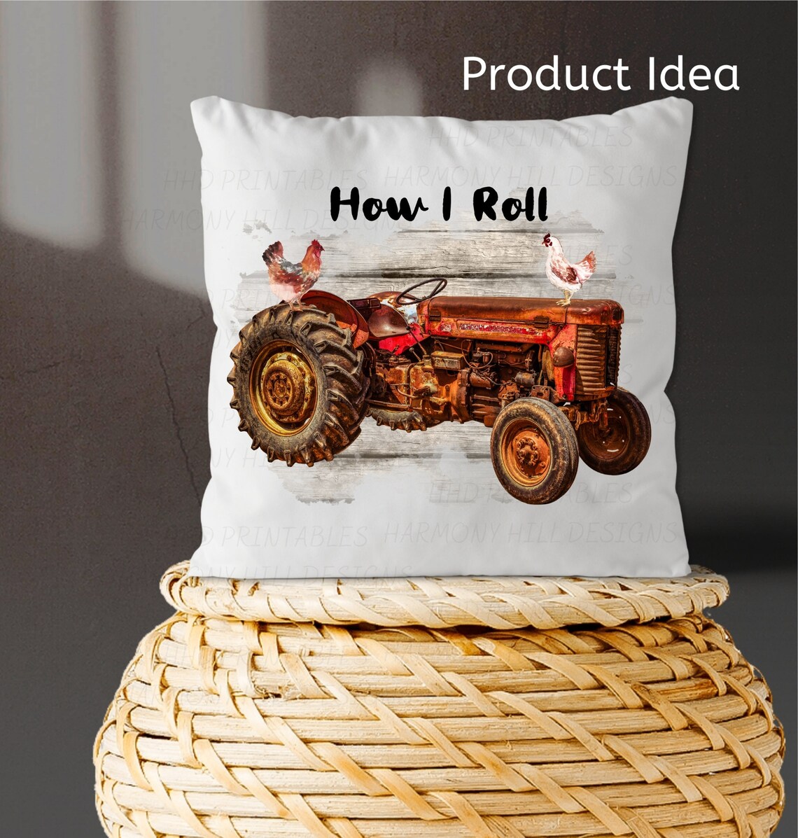 Tractor Printable Old Red Tractor Print Tractor and Chickens - Etsy