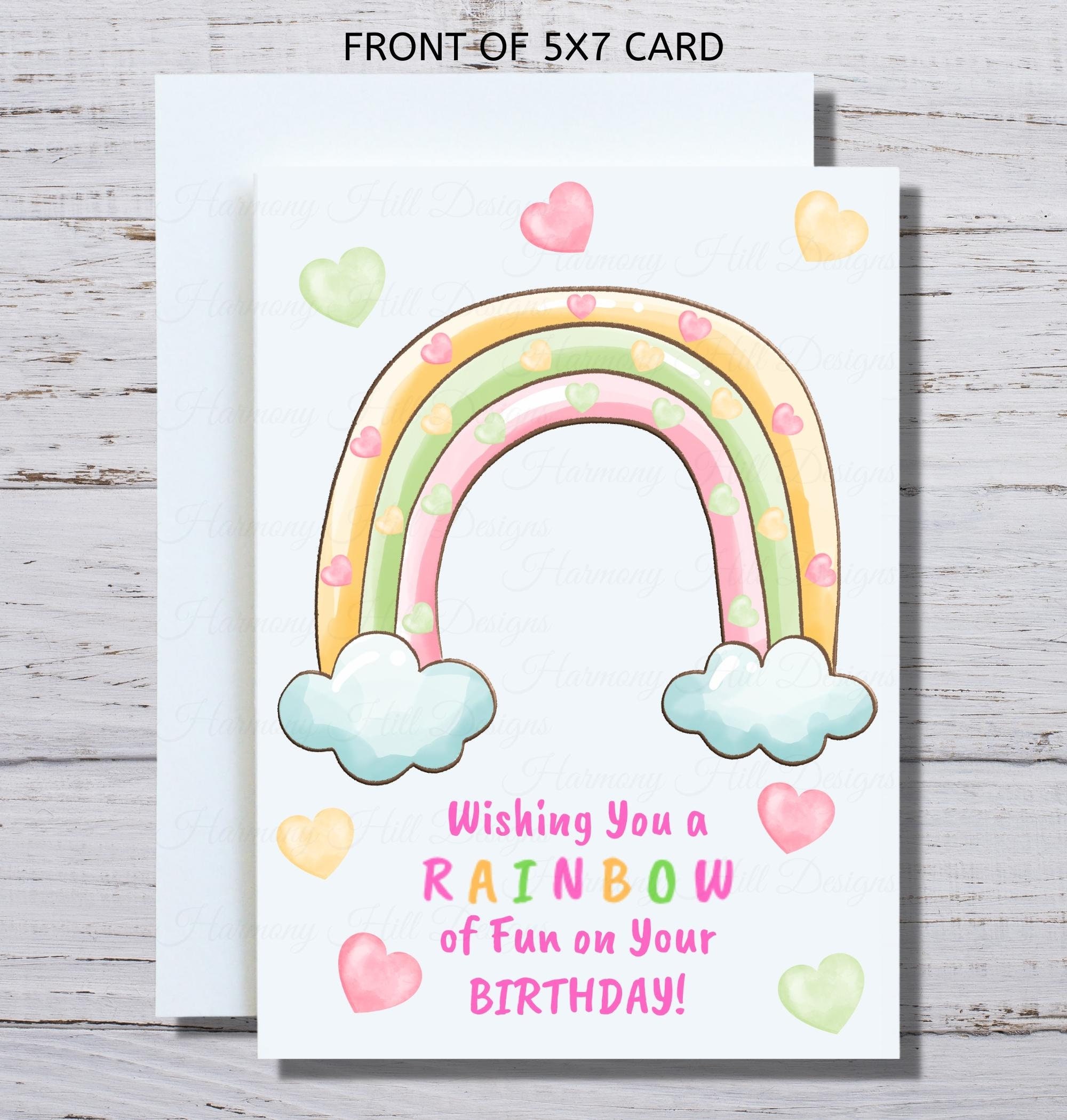 Rainbow Birthday Card, Printable Rainbow Card, Boho Rainbow, Card and ...