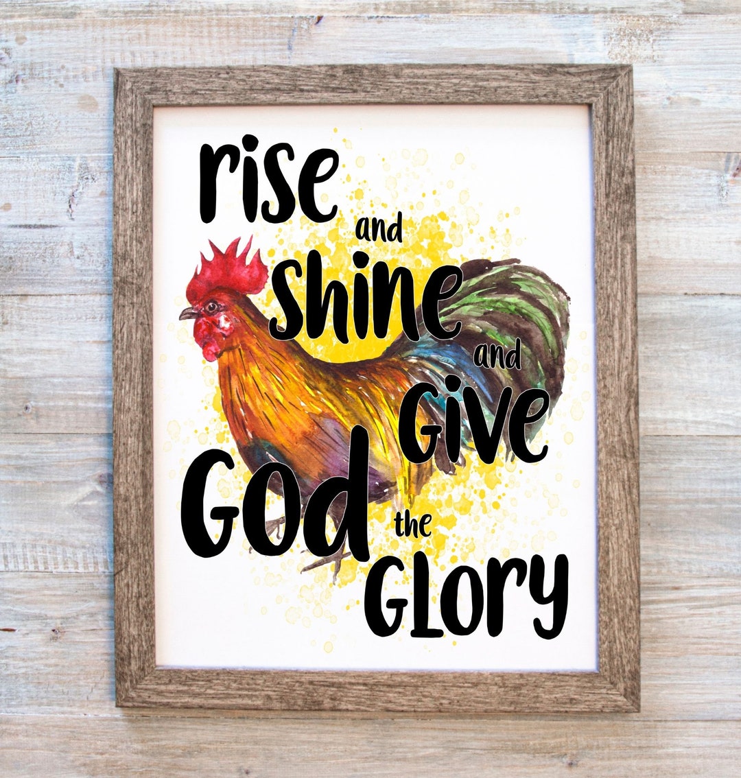 Rooster Sign, Christian Rooster Wall Art, Christian Rooster Print, Rise ...