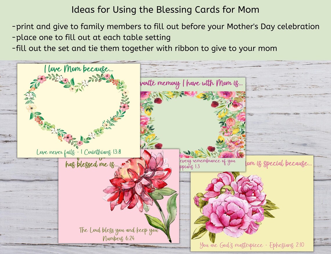 Printable Blessing Cards, Blessing Cards, Blessing Cards for Mom ...
