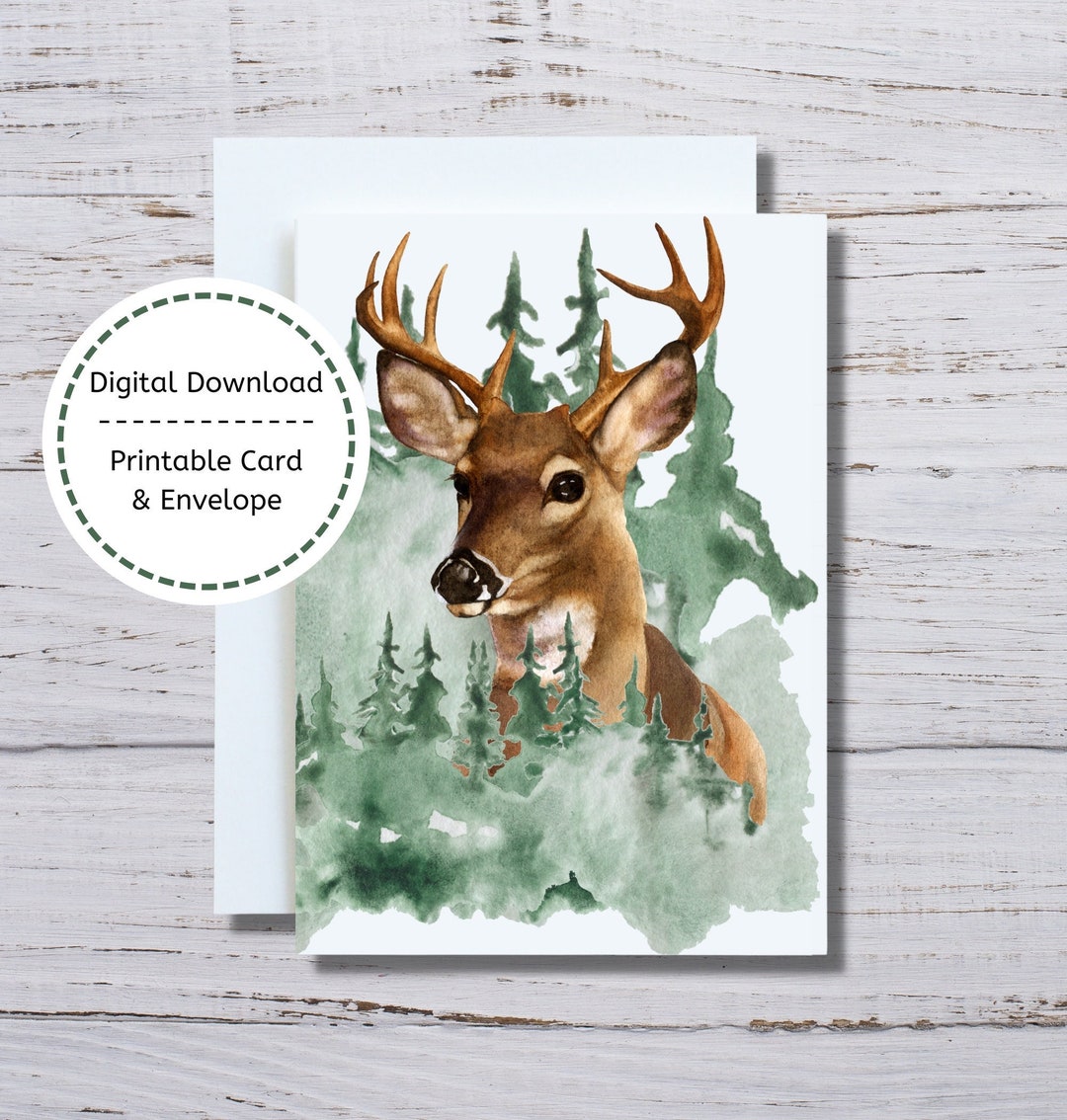 Deer Hunter Card, Printable Deer Card, Big Buck Card, Card for Hunter ...