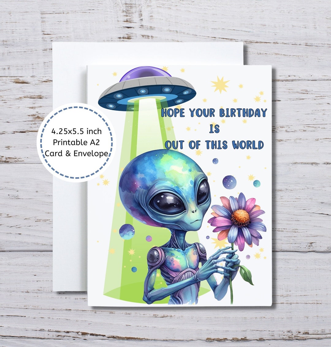 Alien Birthday Card, Out of This World, UFO Birthday Card, Birthday ...