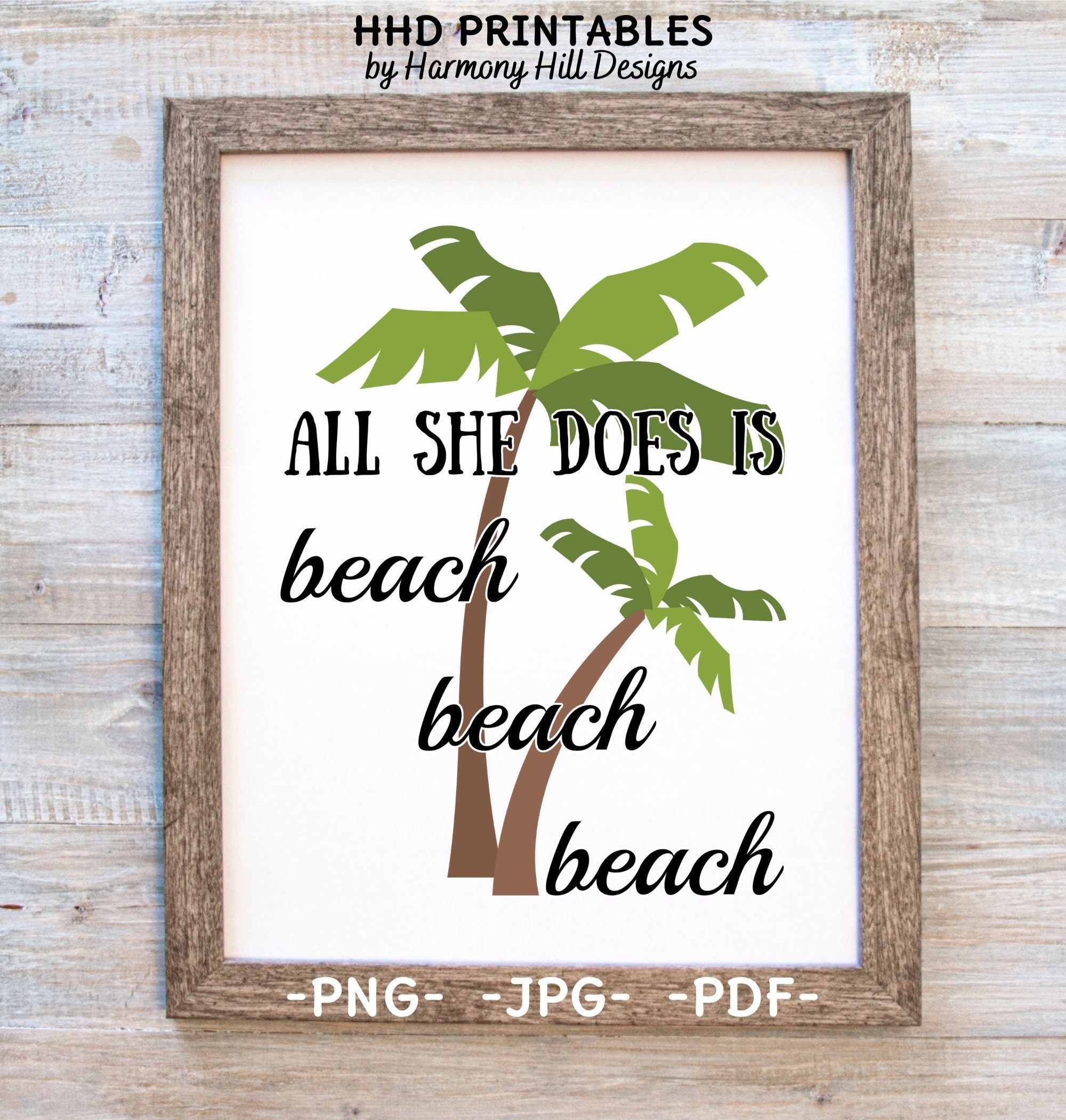 Palm Tree Printable, Beach Theme Wall Art, Palm Tree Sublimation, Beach ...
