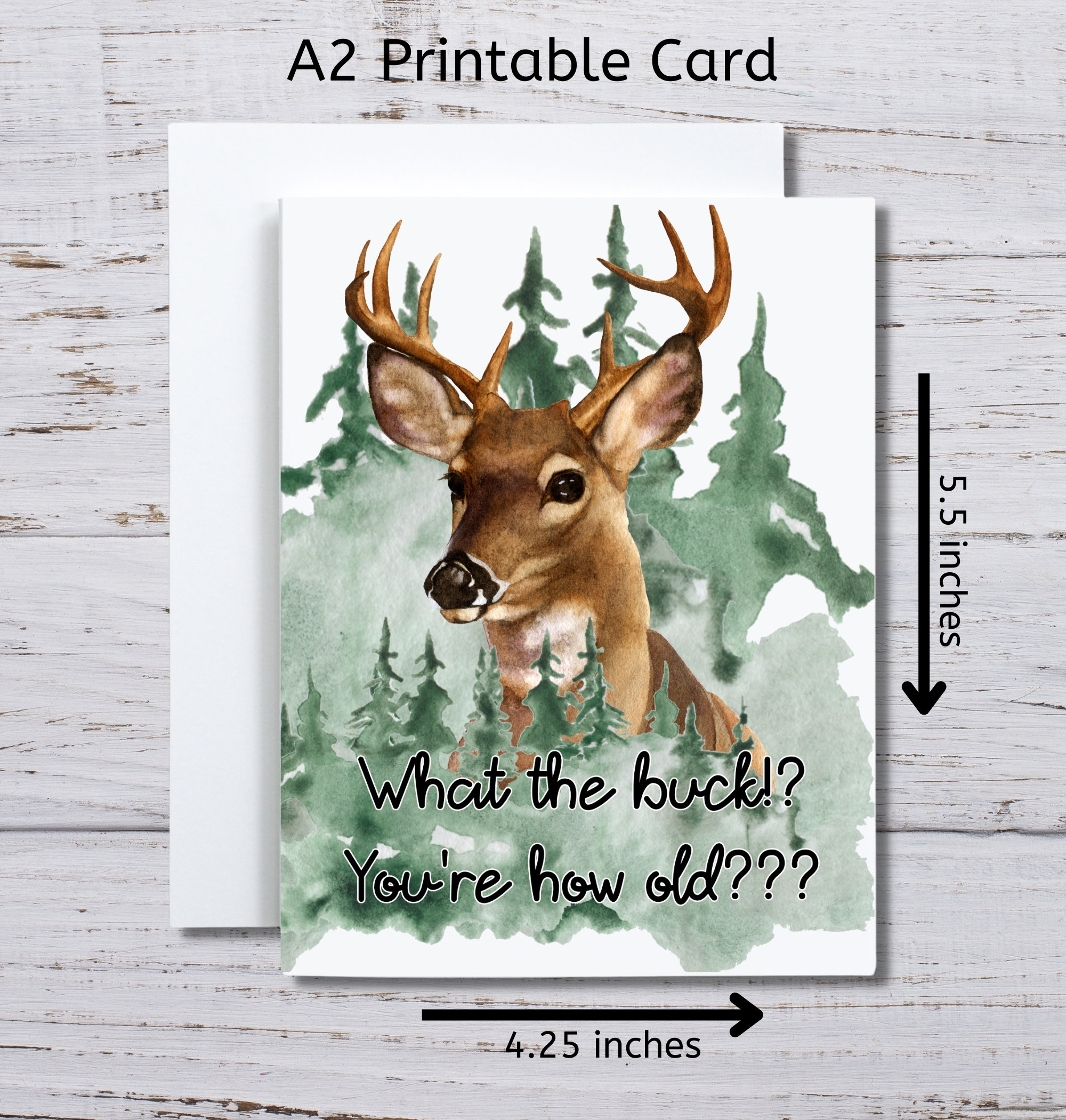 Funny Buck Deer Birthday Card, Printable Birthday Card, Hunting Humor ...