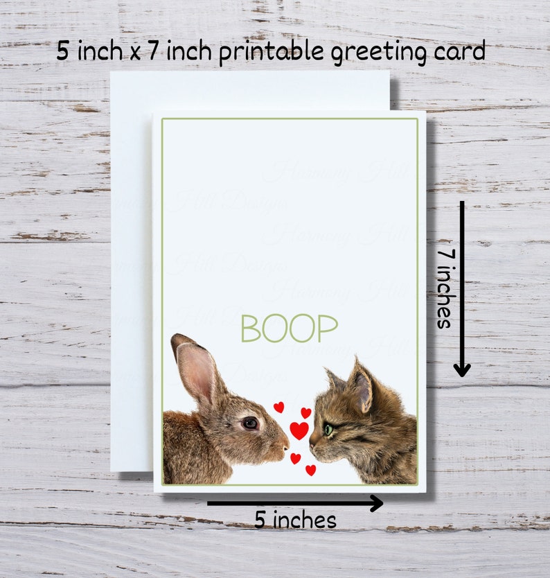 Boop Card, Printable Boop Card, Boop Noses, Cat Boop Card, Bunny Rabbit Boop Card, Love Card for ...
