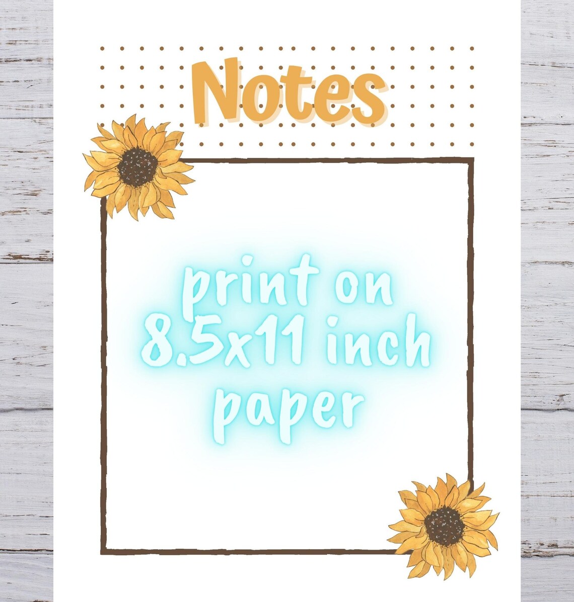 Printable Planner Pages, Sunflowers Notes, Sunflower Stationery to ...