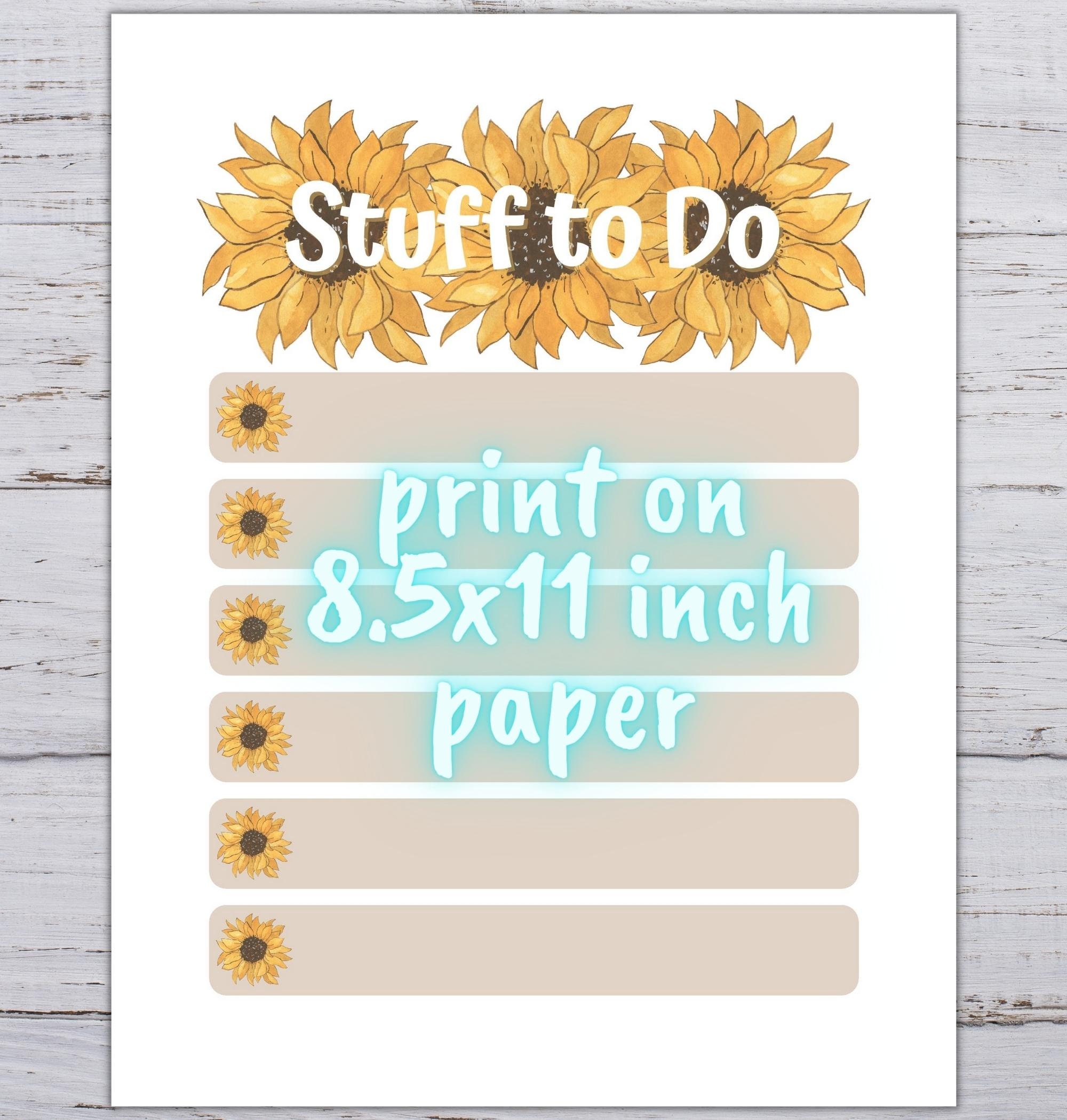 Printable Planner Pages Sunflowers Notes Sunflower - Etsy