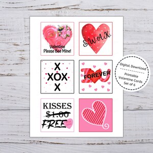 Valentine Cards, Printable 3x3 Cards, Tiered Tray Art, School Valentine ...