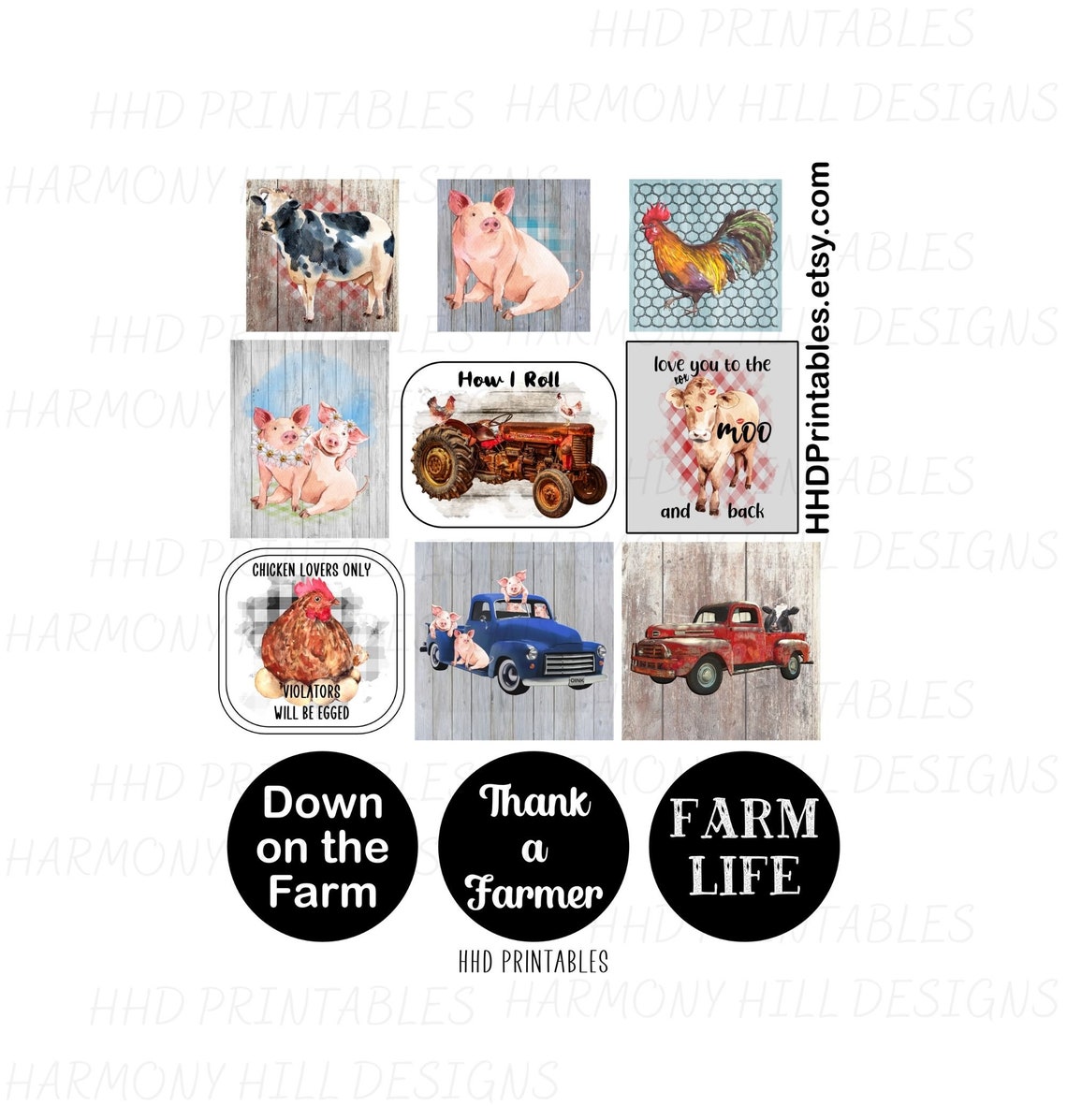 Farm Collage Sheet, Farm Life Scrapbooking, Down on the Farm, Farm Junk ...