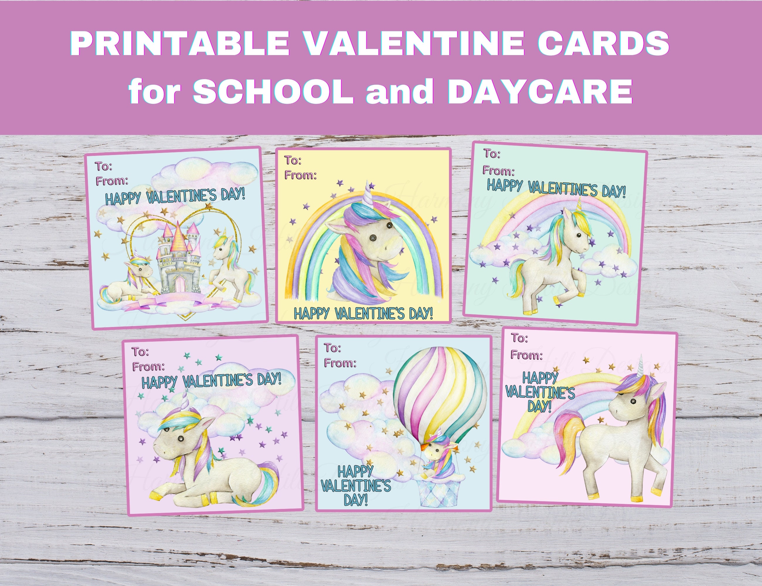 Unicorn Valentine Cards, Printable Unicorn Valentines for Class ...