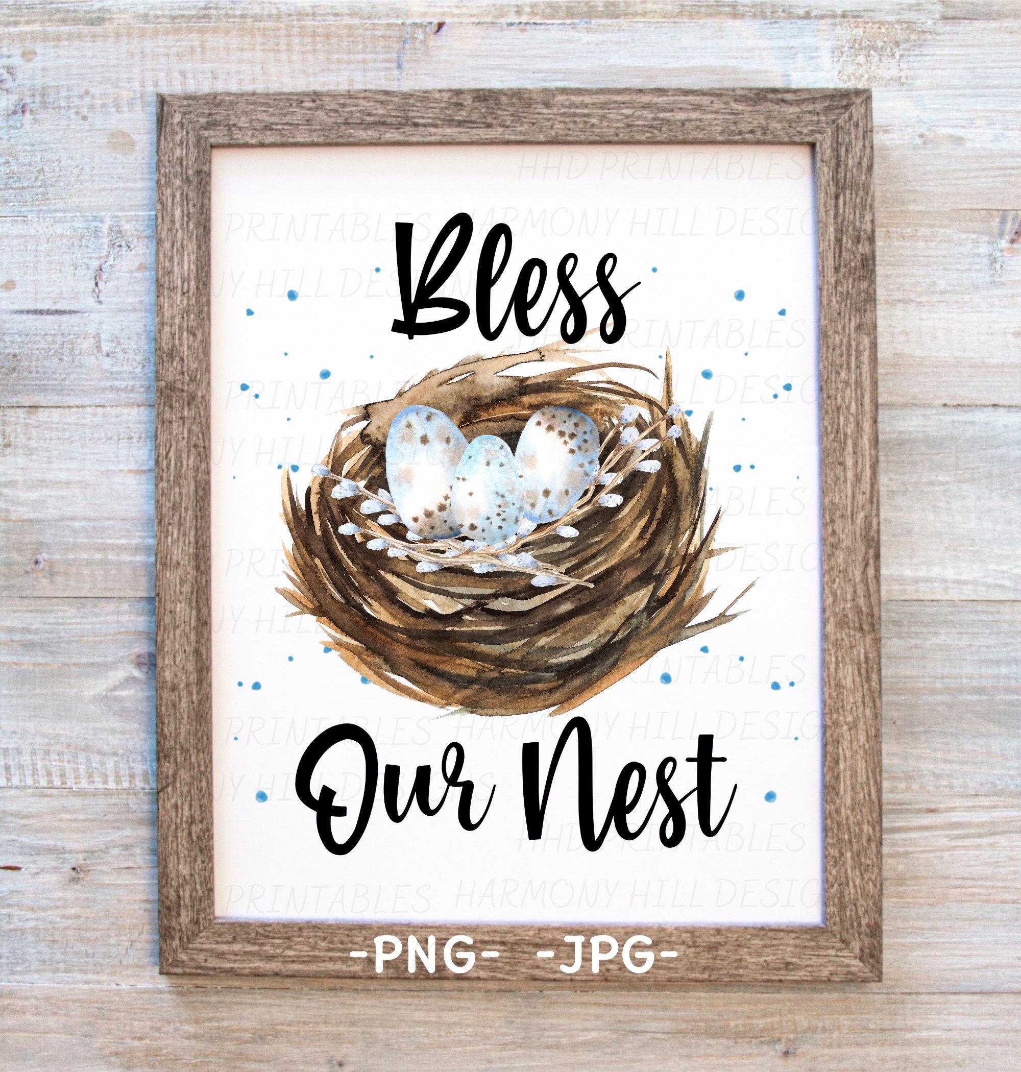 Bless Our Nest Printable, Bless Our Nest Print, Birds Nest and Eggs ...
