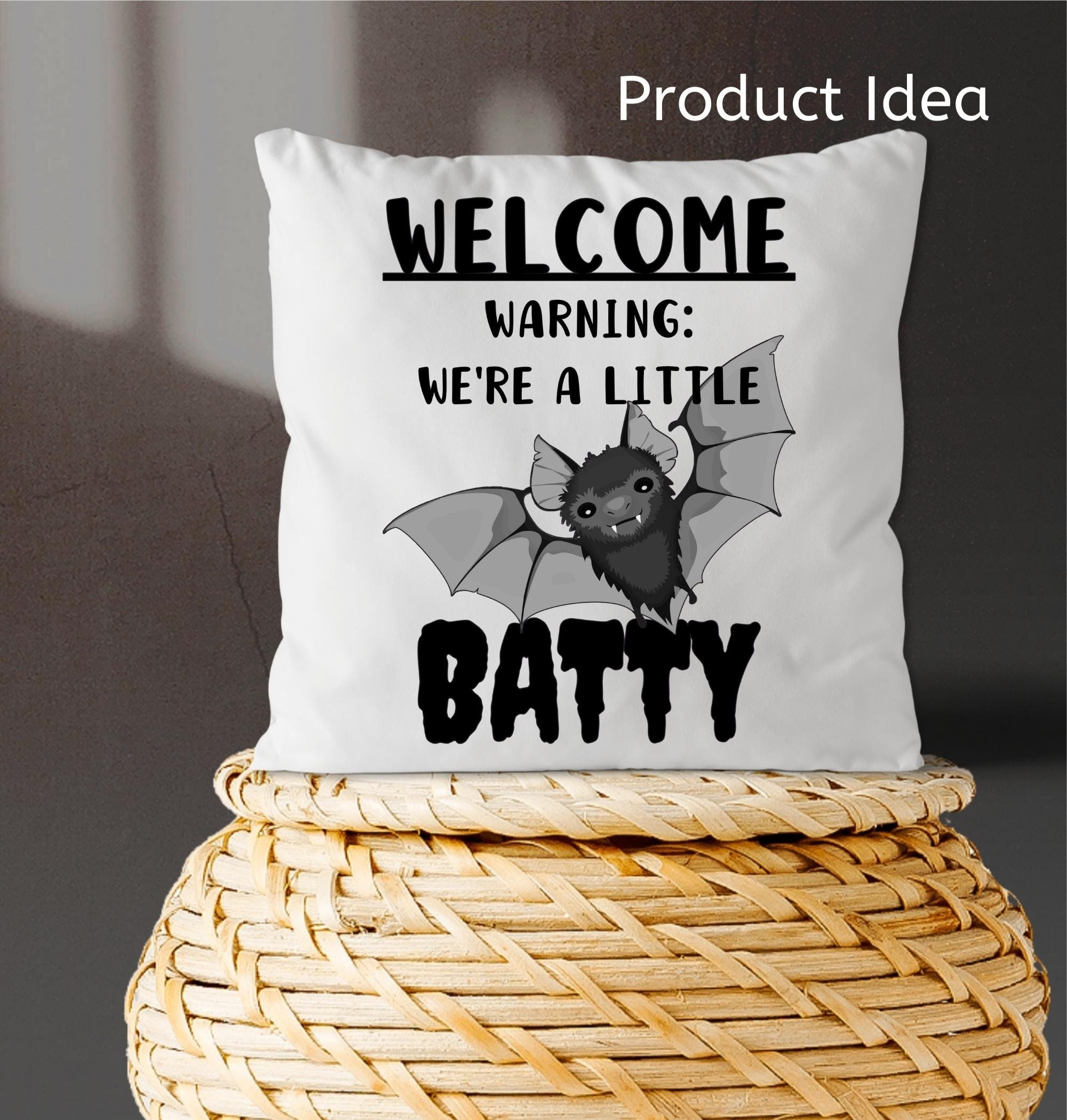 Welcome Bat Sign, Printable Halloween Wall Art, Funny Bat Wall Decor ...