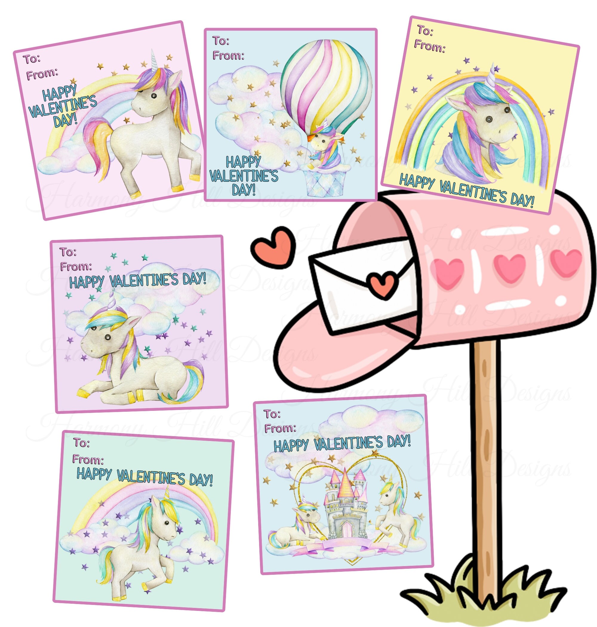 Unicorn Valentine Cards, Printable Unicorn Valentines for Class ...