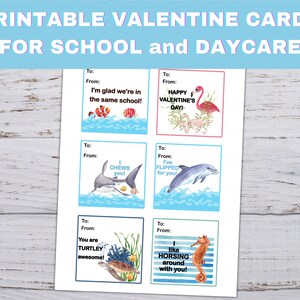 Ocean Valentine's Day Cards, Valentines for School, Printable Valentine ...