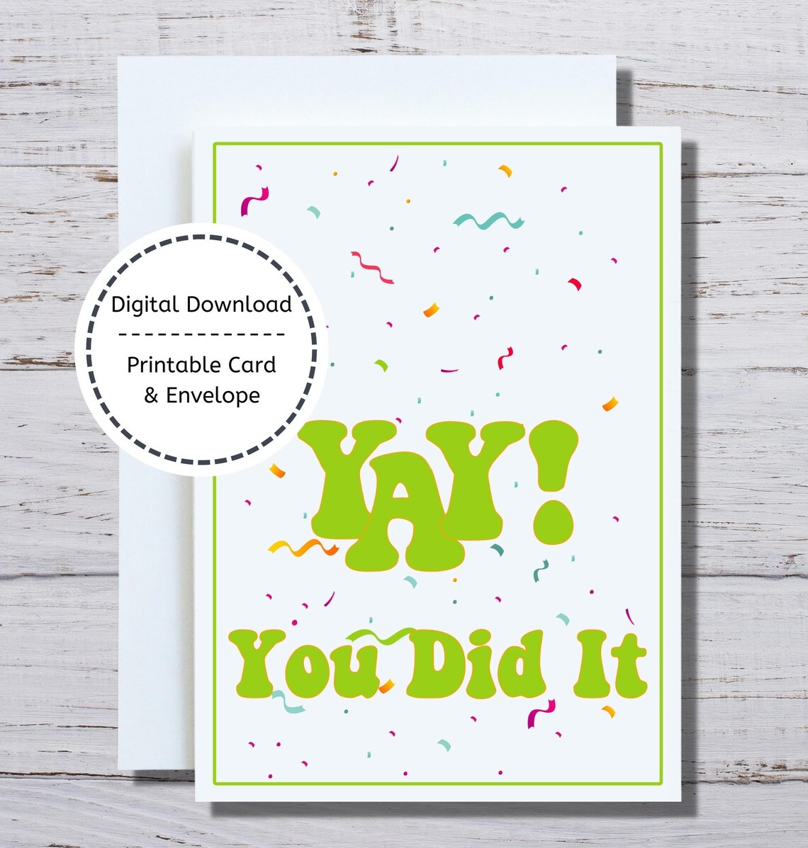 Congratulations Card, Printable Card, Encouragement Card, Yay You Did ...