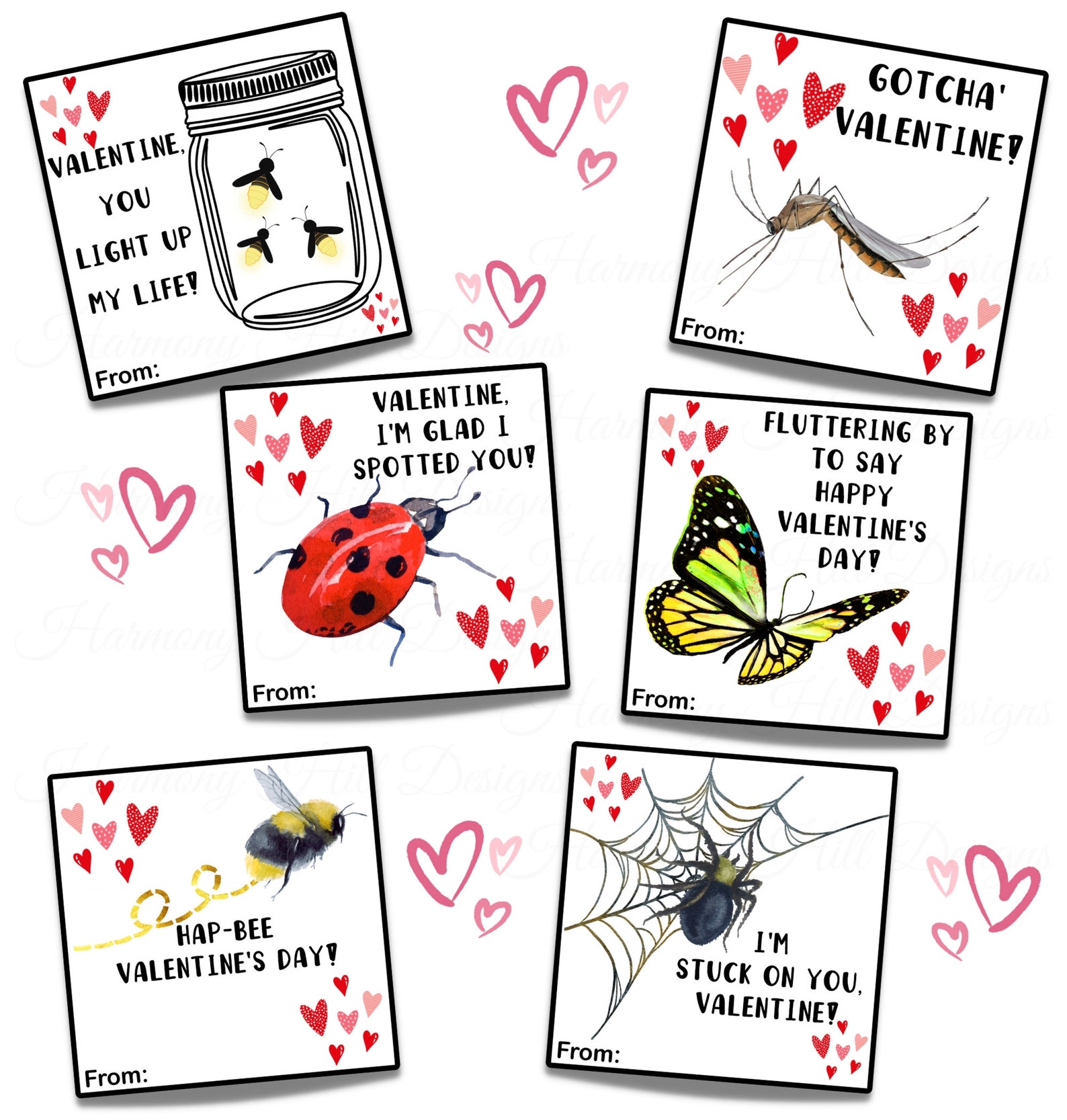 Bugs Valentine Cards, Printable Bugs Valentines, Printable Valentines ...