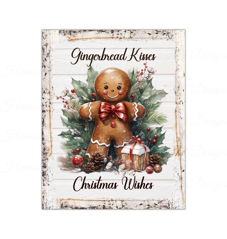 Gingerbread Kisses Wall Art, Gingerbread Kisses and Christmas Wishes ...