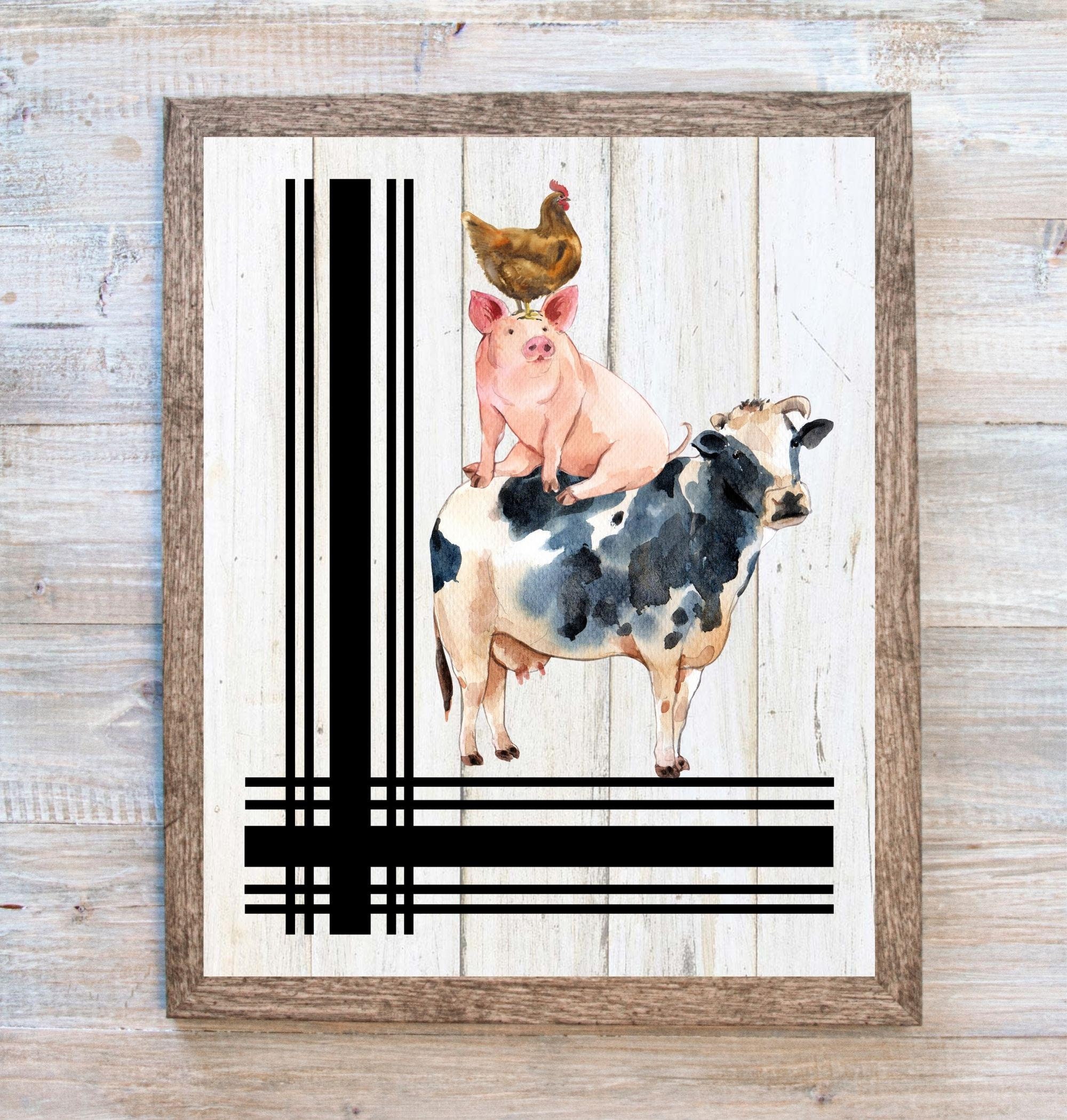 Farm Animals Printable, Cow Pig and Chicken, Farm Animals Sublimation ...