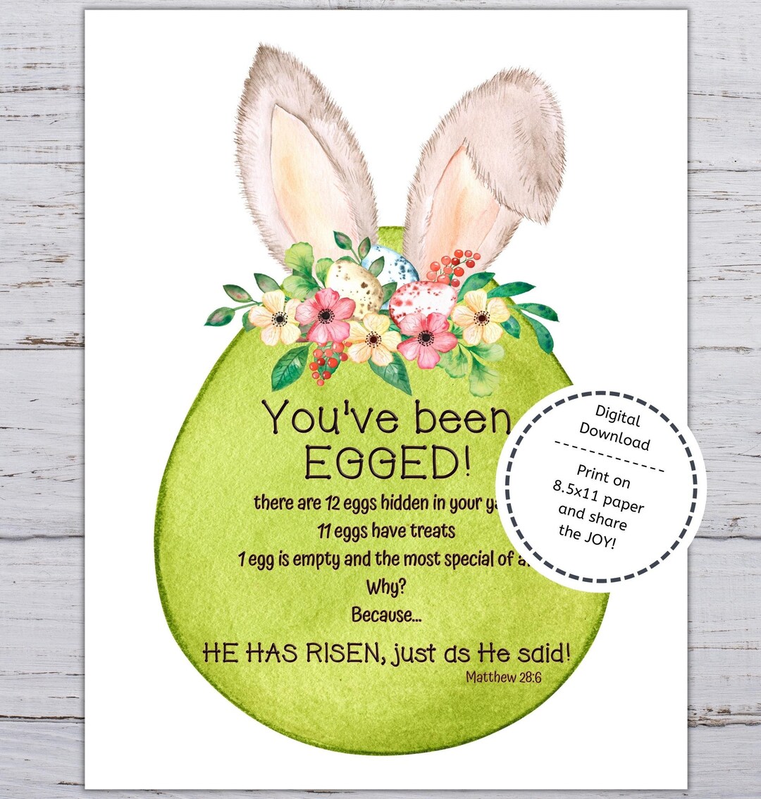 You've Been Egged, Christian Easter Sign, Matthew 28:6, Egged Sign ...