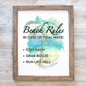 Beach Printable, Beach Rules Print, Funny Beach Wall Art, Beach Decor ...