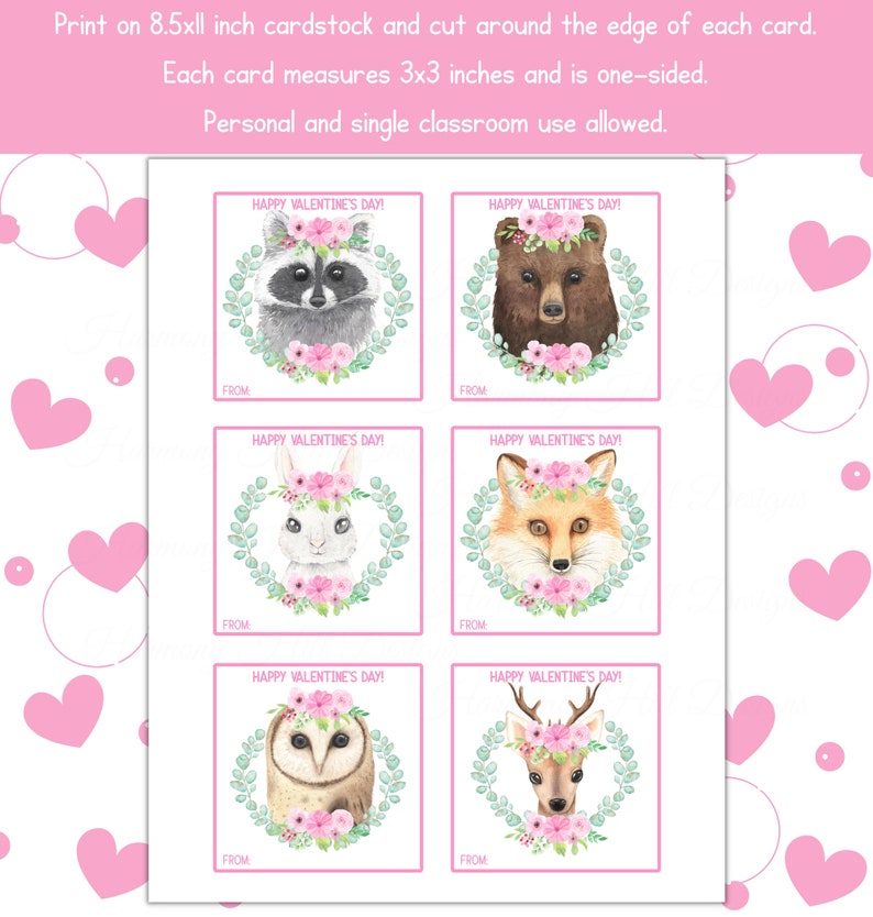 Baby Animal Valentines, Printable Valentine Cards for School, Classroom ...