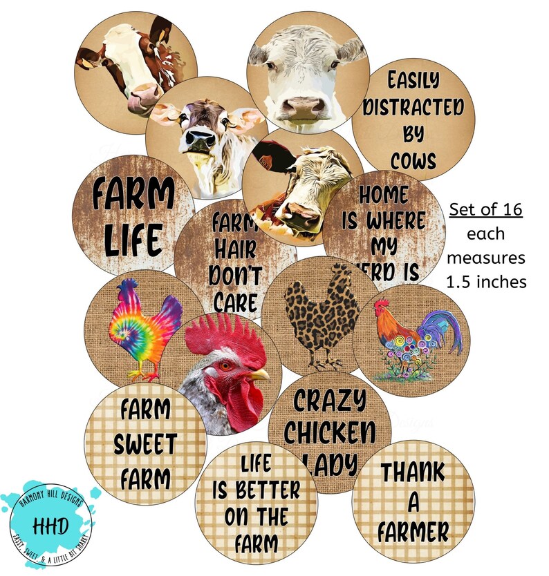 Farm Images Printable Labels Cupcake Toppers Pendant - Etsy