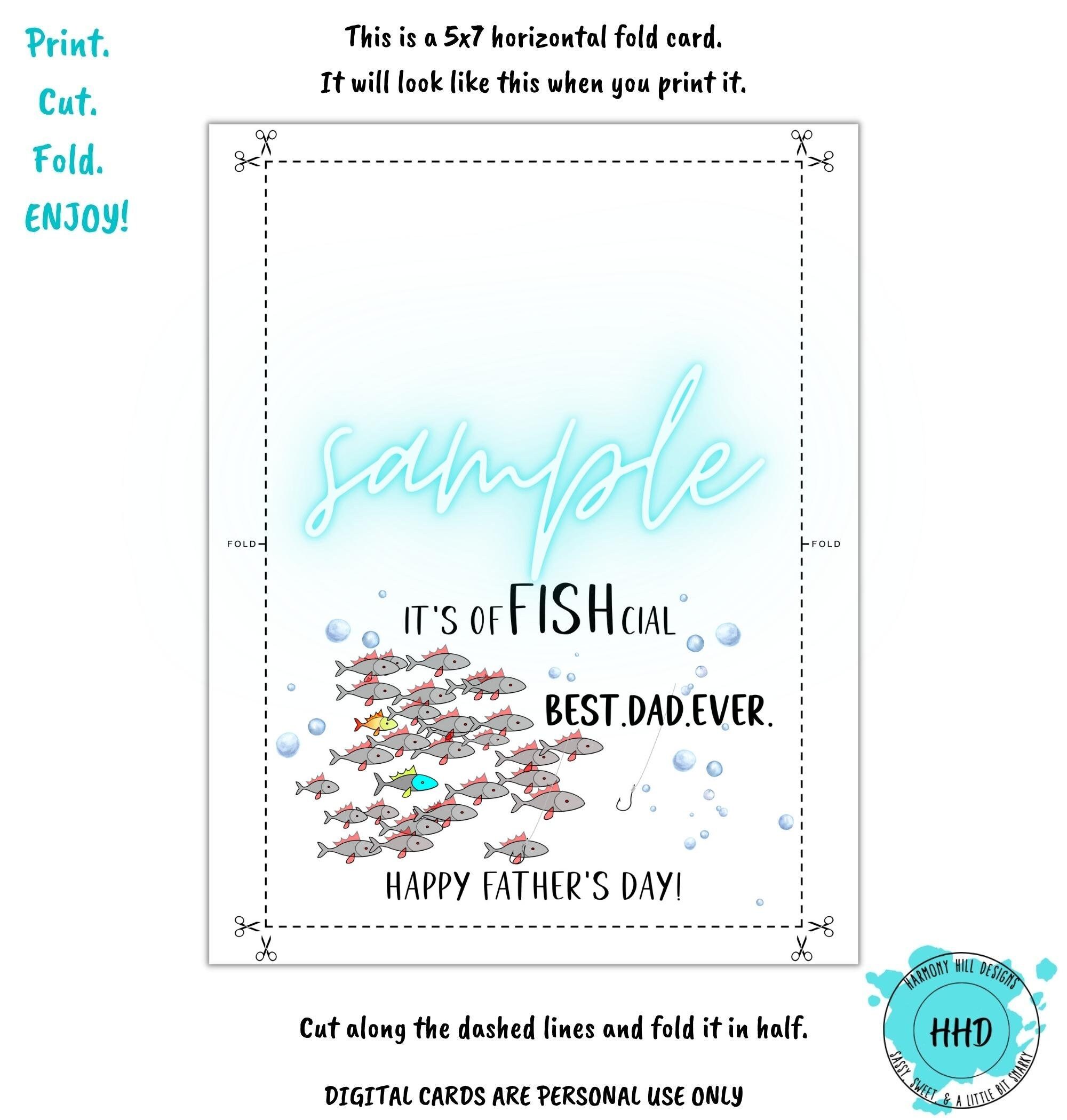 Fish Father's Day Card, Best Dad Ever Printable Card, Dad Fish Card ...