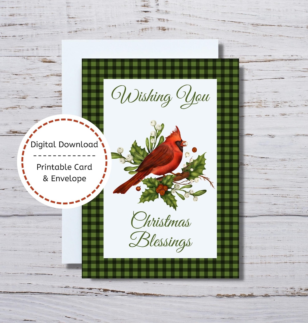Cardinal Christmas Card, Christmas Blessings Card, Cardinal Printable ...
