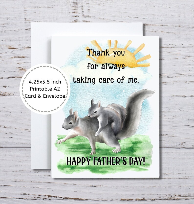 Squirrel Father's Day Card, Printable Card for Dad, Card for Squirrel ...