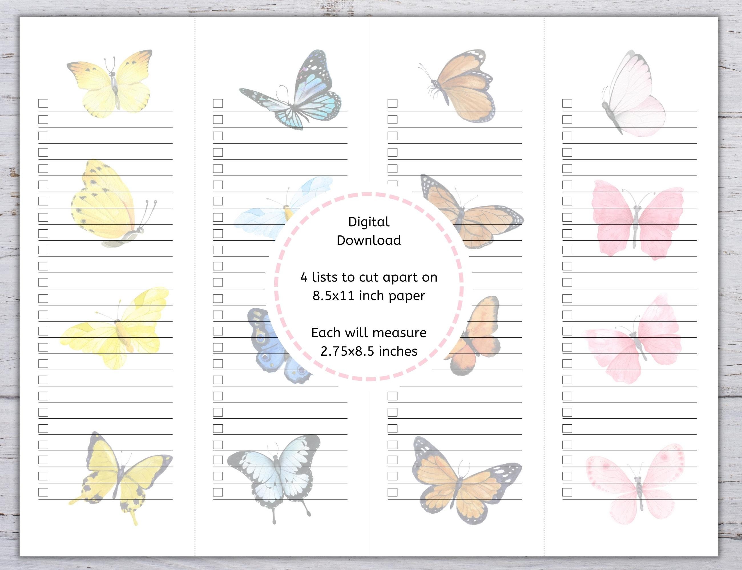 Printable Note Paper Printable Stationery Butterflies - Etsy