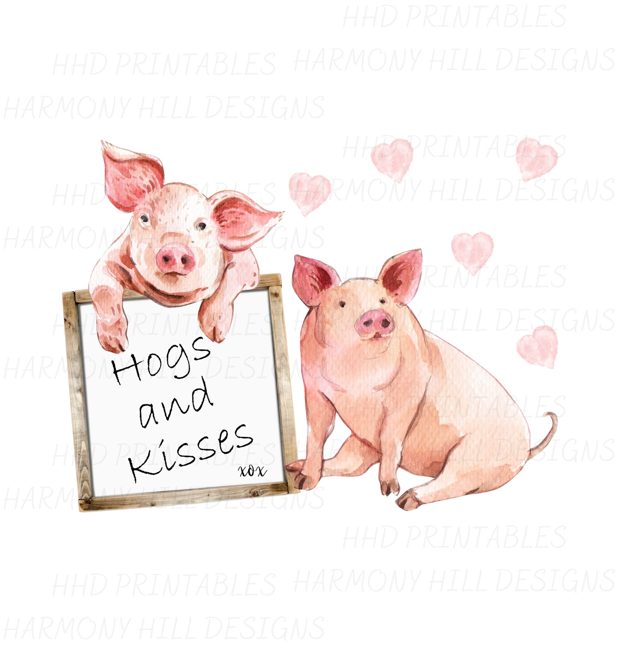 Pig Printable Pig Theme Print Hogs and Kisses Print Pigs - Etsy