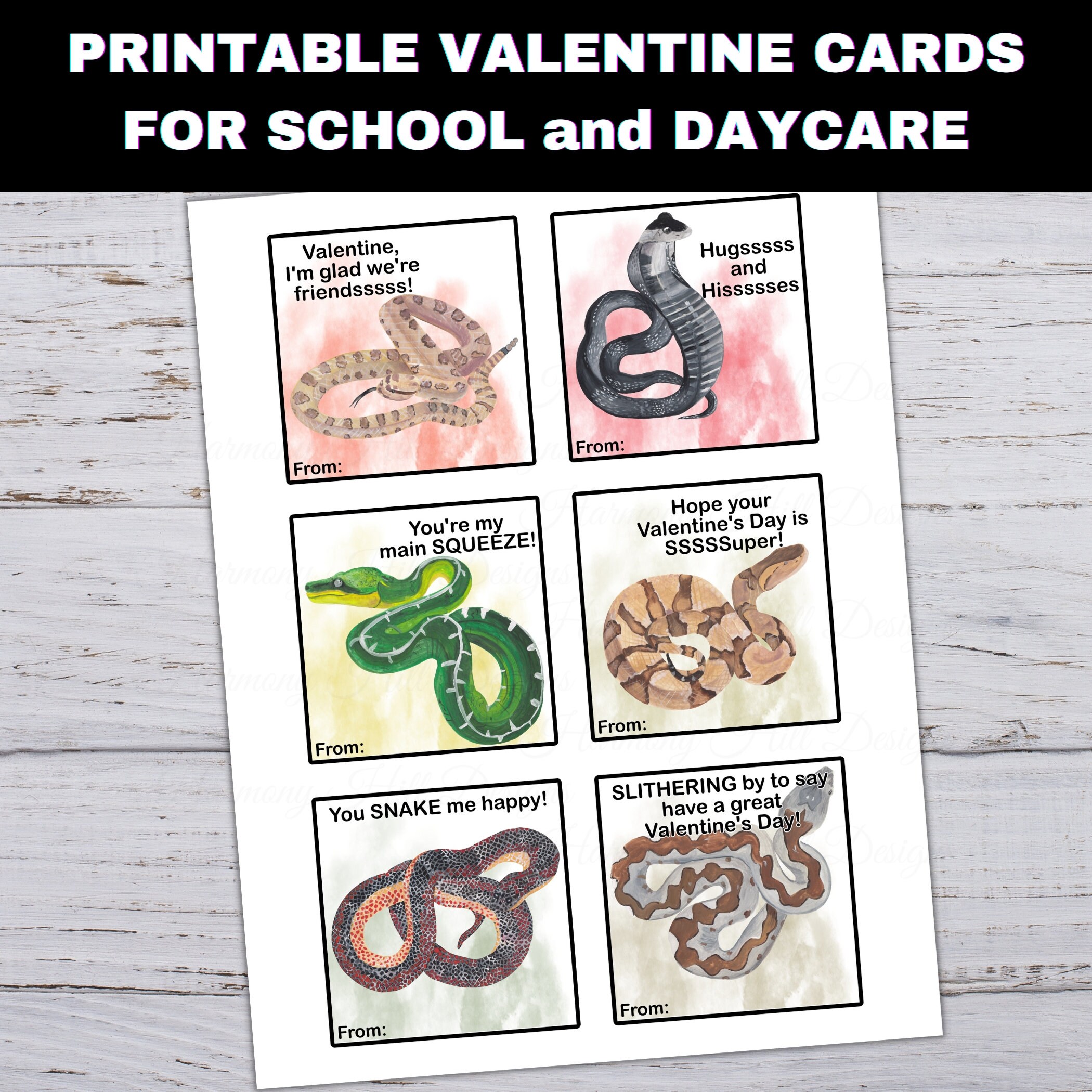 Snake Valentine Cards, Printable Snakes Valentines, Printable Valentine ...