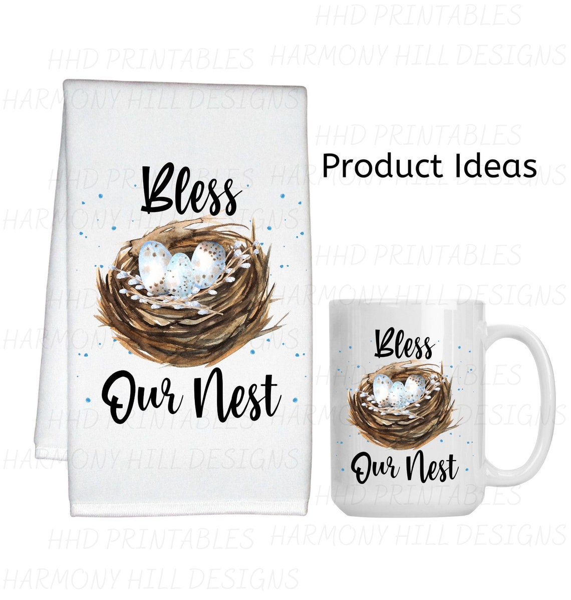 Bless Our Nest Printable, Bless Our Nest Print, Birds Nest and Eggs ...