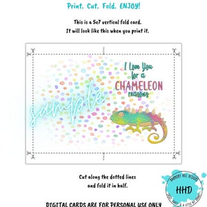 Chameleon Card, I Love You Card, Printable Love You Card, I Love You ...