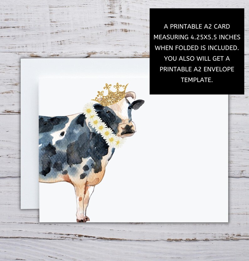 Cow Notecards, Printable Postcards, Cow Greeting Card, Blank Cow Cards ...