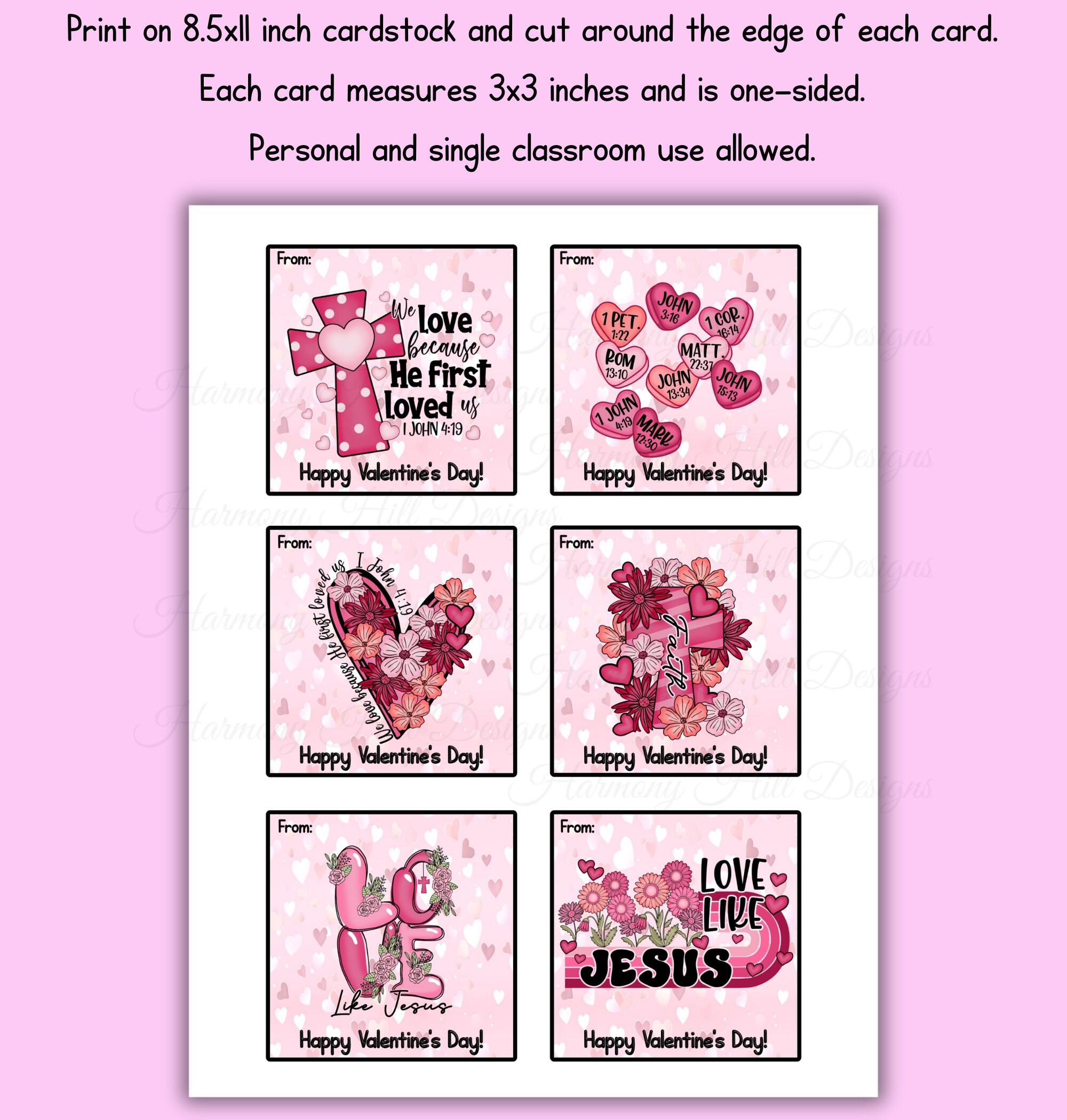 Christian Valentine Cards, Class Valentines, Bible Verse Cards ...