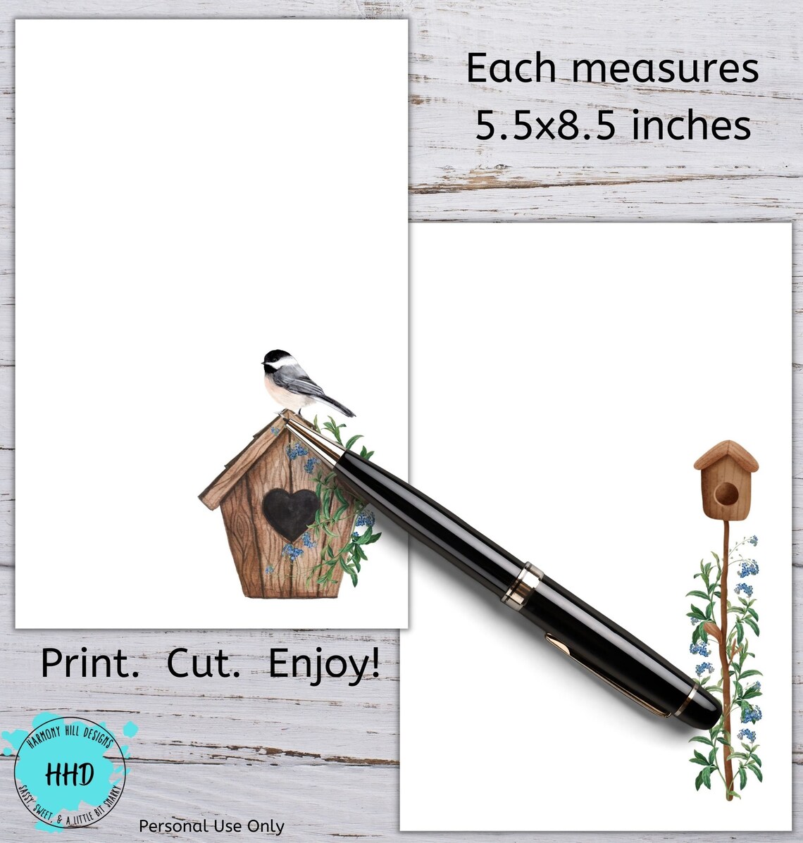 Printable Stationery, Bird Stationery, Birdhouse Stationery, Letter ...