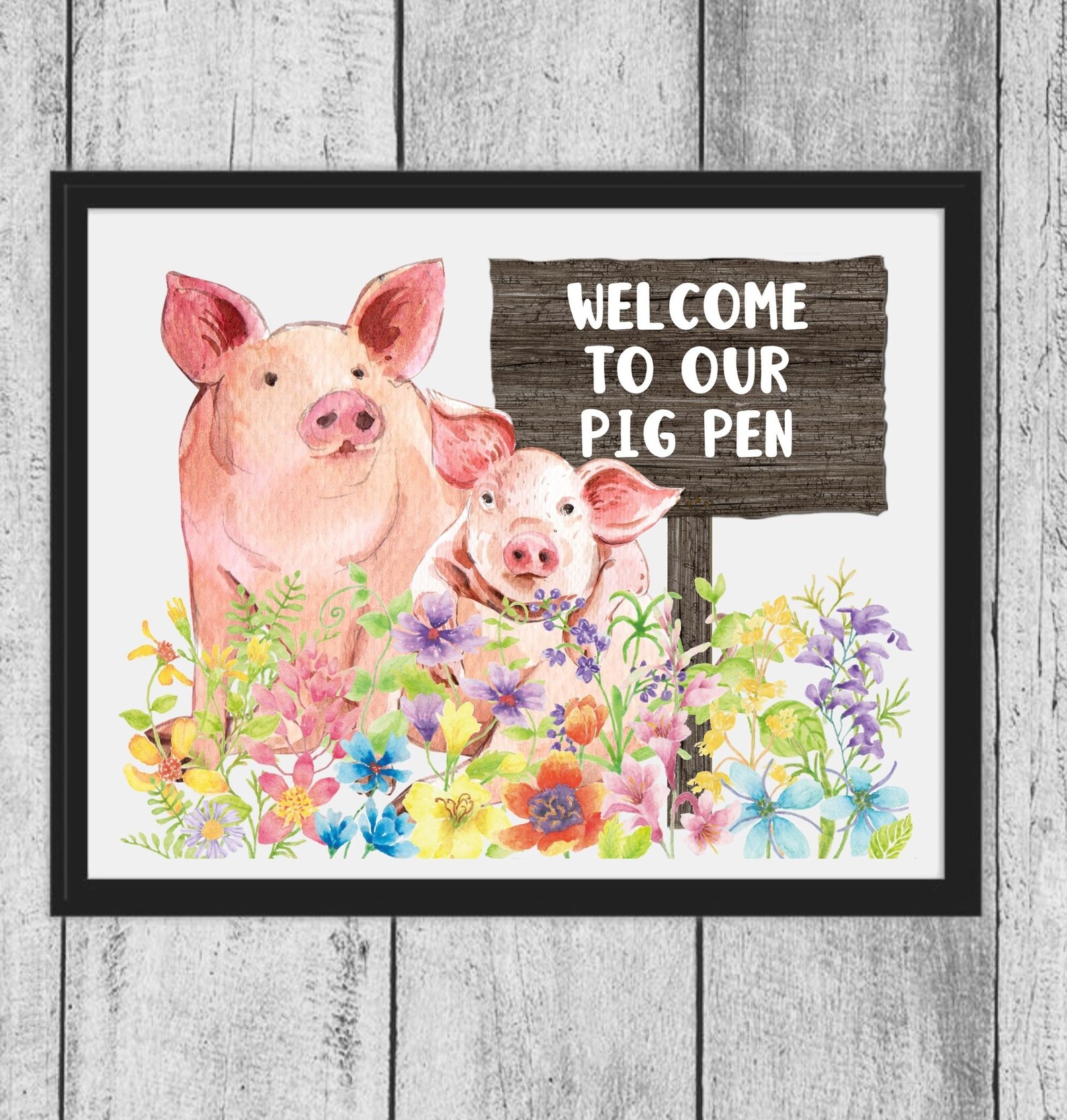 Pigs Design, Welcome to Our Pig Pen Print, Pigs Printable, Pig Wall Art ...