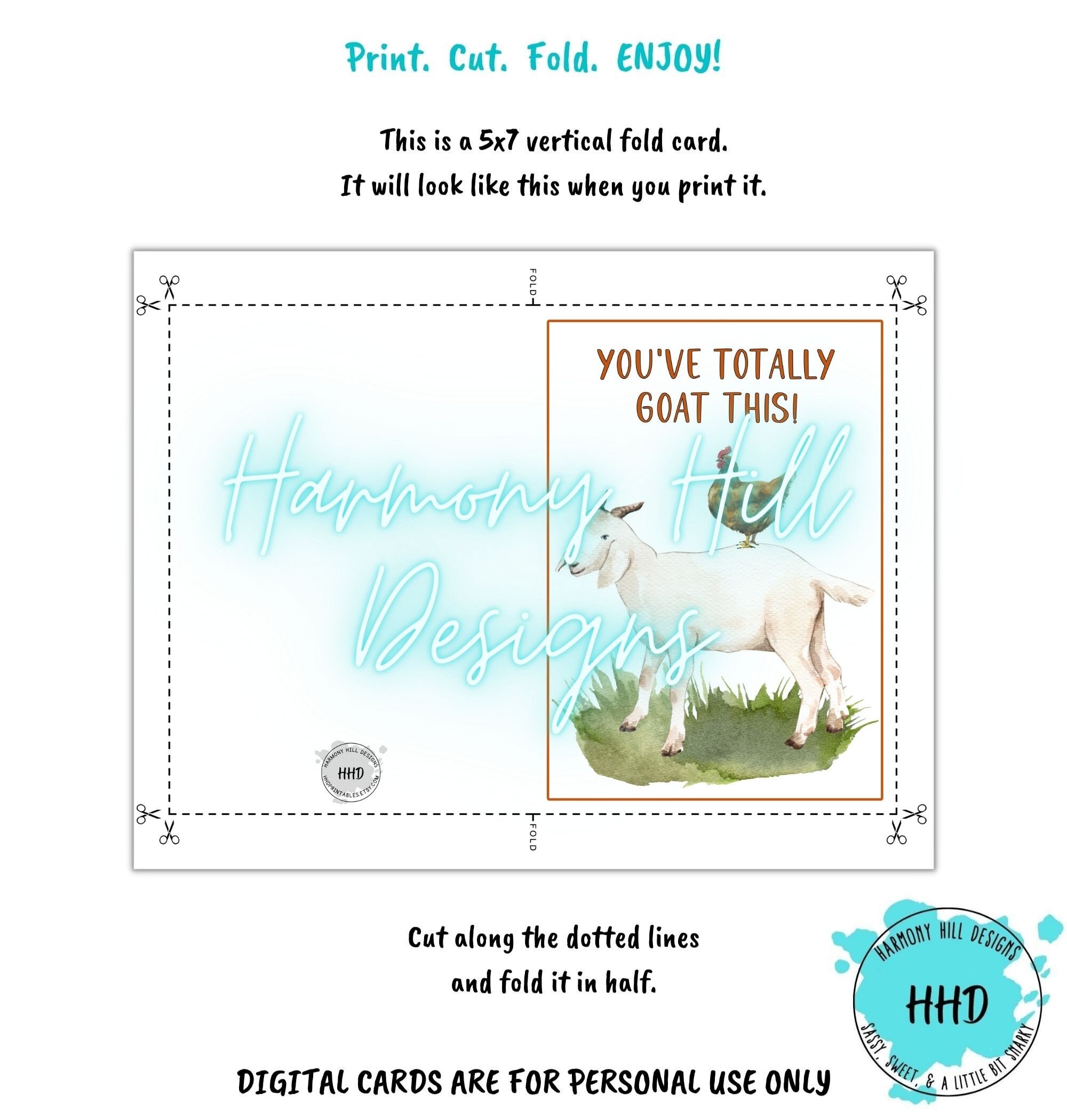 Goat Encouragement Card, Printable Card, You've Totally Goat This, Goat ...