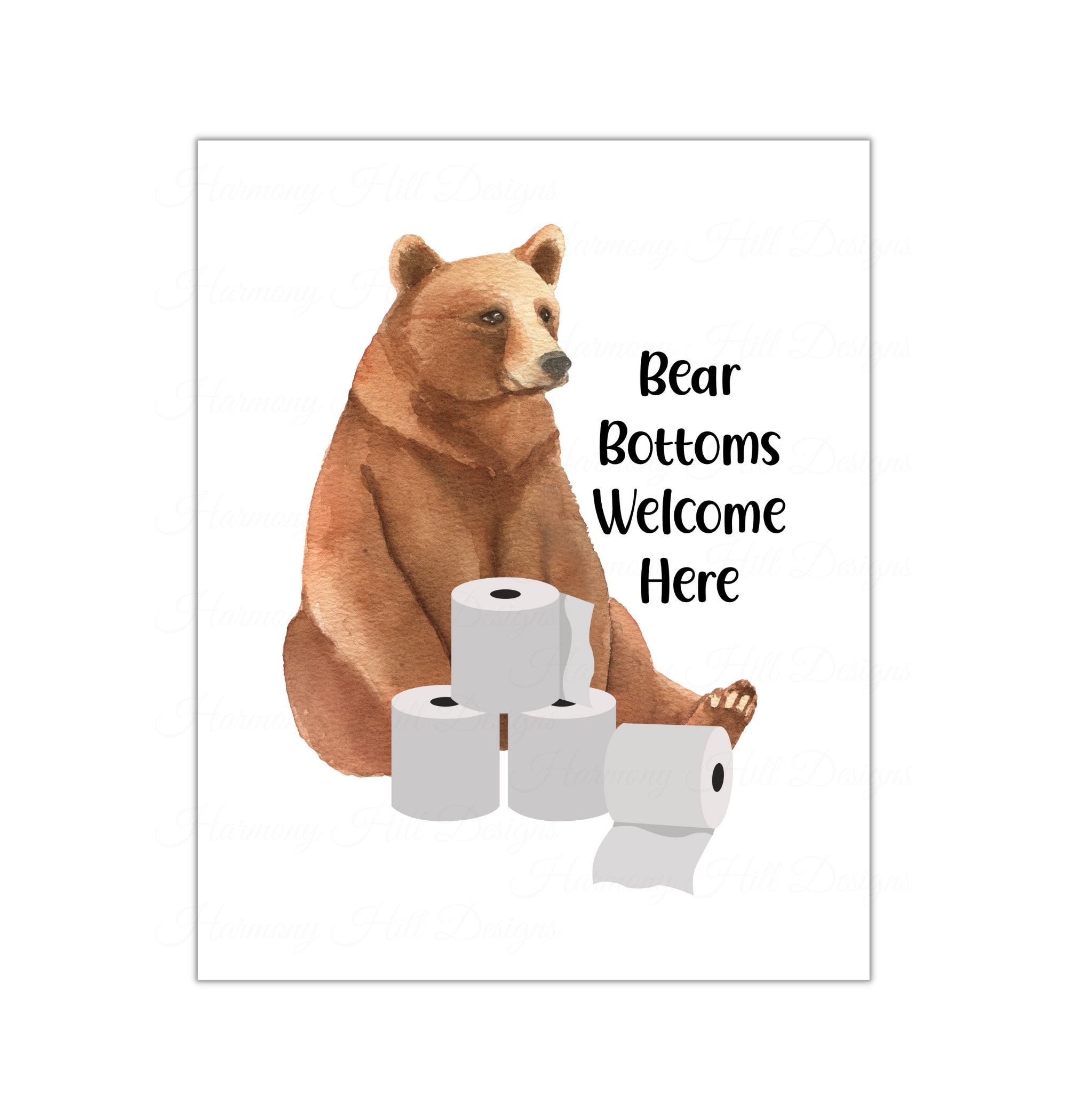Bear Bottoms Welcome, Bathroom Bear Decor, Bear Bottoms Welcome Here ...