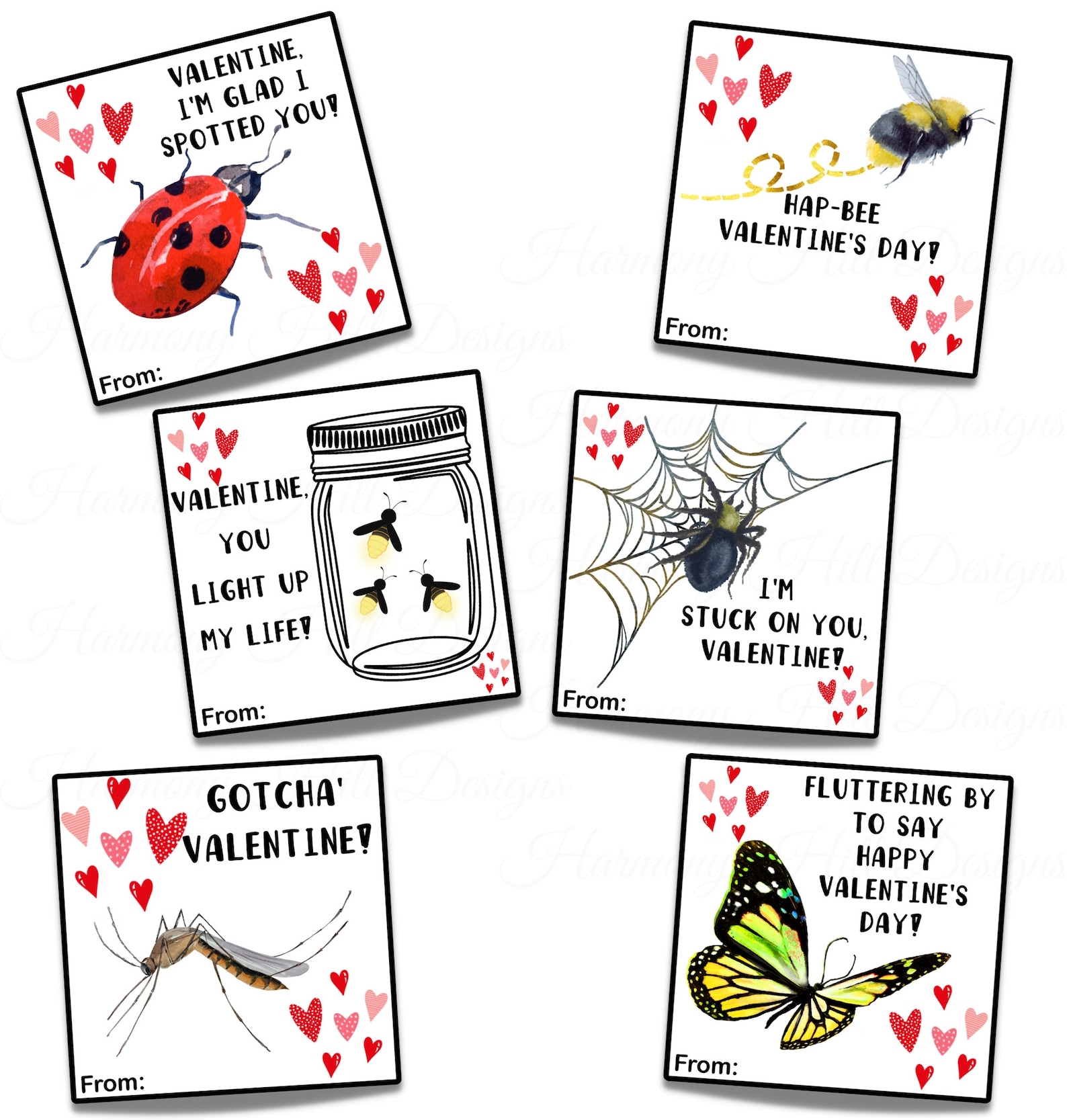 Bugs Valentine Cards, Printable Bugs Valentines, Printable Valentines ...