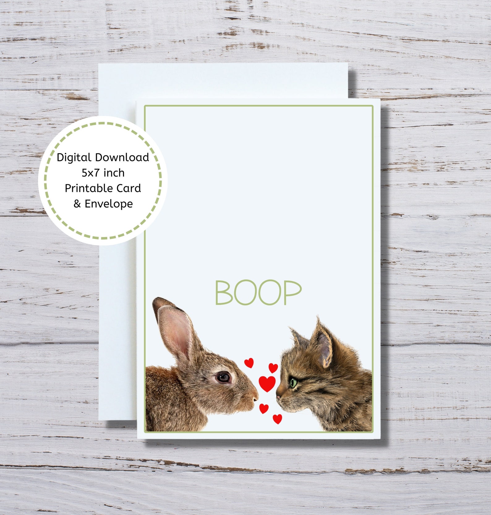 Boop Card, Printable Boop Card, Boop Noses, Cat Boop Card, Bunny Rabbit ...