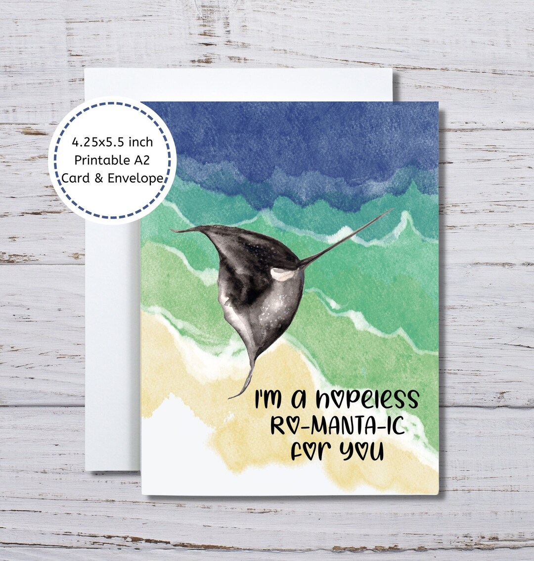 Manta Ray Card, Stingray Printable Card, Anniversary Card, for Her, for ...