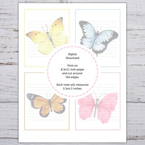 Printable Note Paper, Printable Stationery, Butterflies Stationery ...